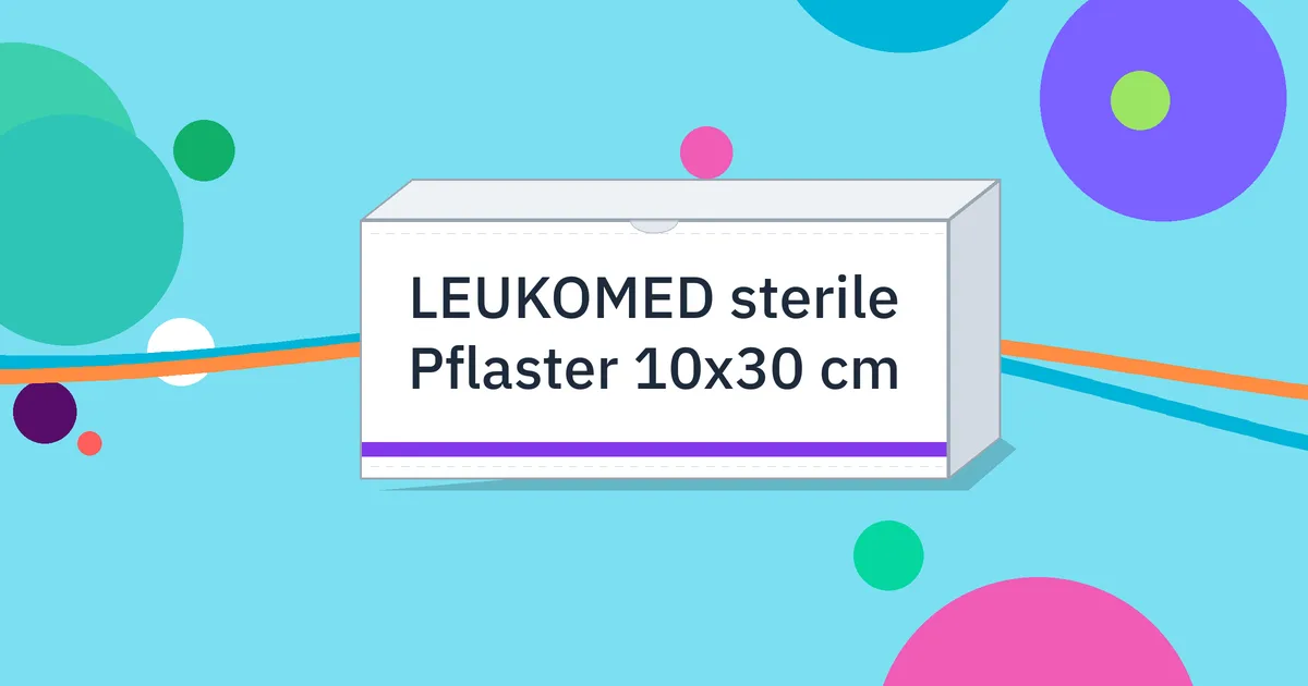 Symbolbild: Packung mit der Aufschrift LEUKOMED sterile Pflaster 10x30 cm (PZN 01050879) – Verfügbarkeit und Bezug in Apotheken in Frankfurt am Main