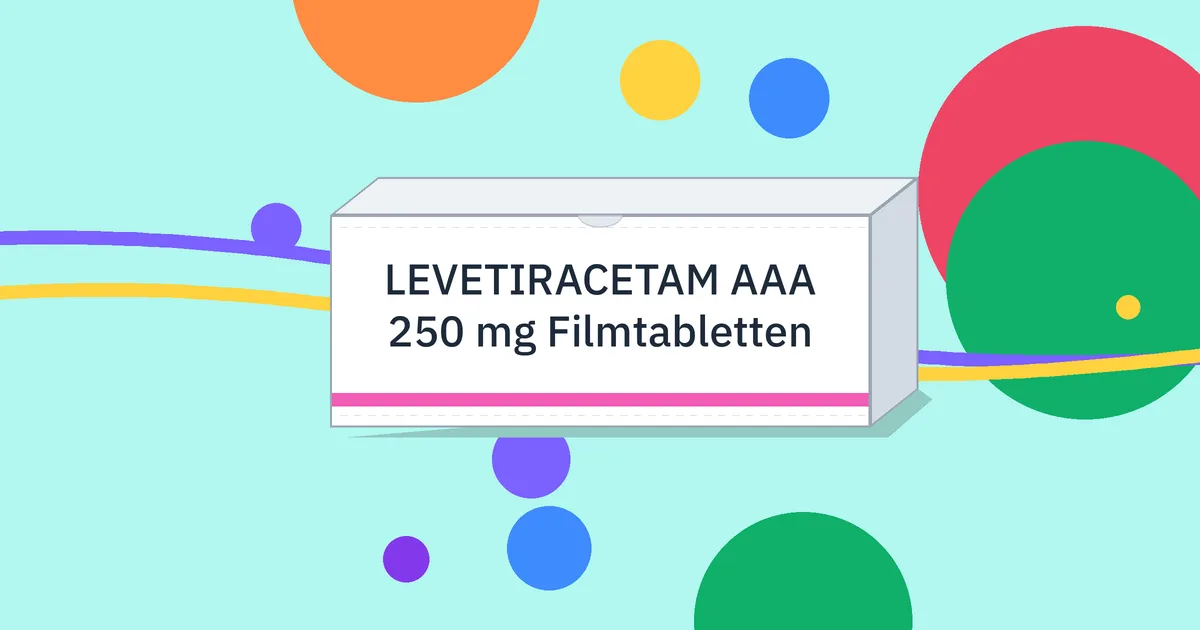 Symbolbild: Packung mit der Aufschrift LEVETIRACETAM AAA 250 mg Filmtabletten (PZN 09381535) – Verfügbarkeit und Bezug in Apotheken in Frankfurt am Main
