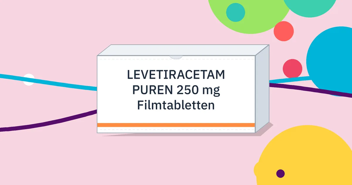 Symbolbild: Packung mit der Aufschrift LEVETIRACETAM PUREN 250 mg Filmtabletten (PZN 12532038) – Verfügbarkeit und Bezug in Apotheken in Frankfurt am Main