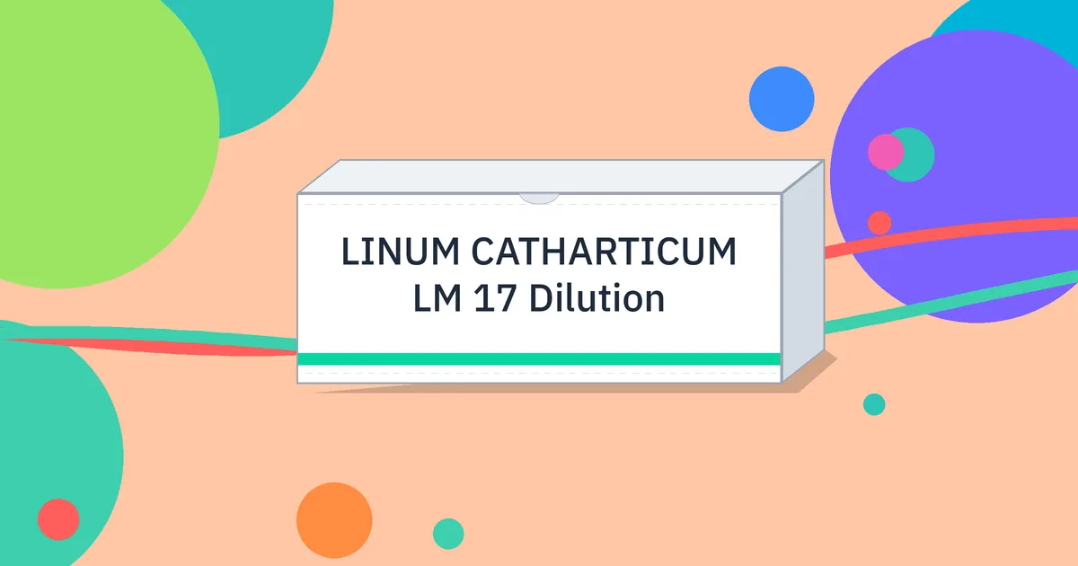 Symbolbild: Packung mit der Aufschrift LINUM CATHARTICUM LM 17 Dilution (PZN 13530171) – Verfügbarkeit und Bezug in Apotheken in Frankfurt am Main