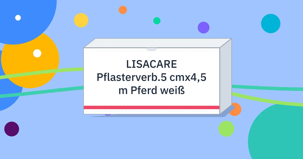 Symbolbild: Packung mit der Aufschrift LISACARE Pflasterverb.5 cmx4,5 m Pferd weiß (PZN 17892356) – Verfügbarkeit und Bezug in Apotheken in Frankfurt am Main
