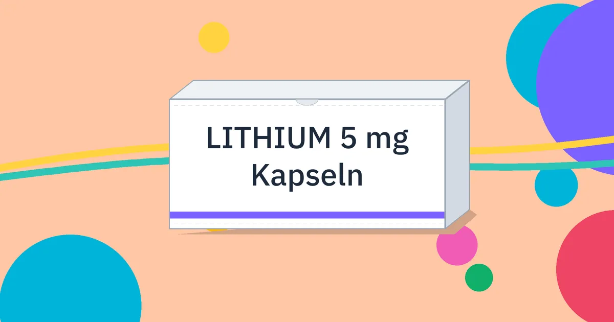 Symbolbild: Packung mit der Aufschrift LITHIUM 5 mg Kapseln (PZN 20349348) – Verfügbarkeit und Bezug in Apotheken in Frankfurt am Main