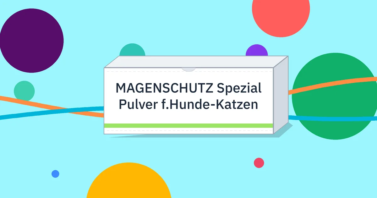 Symbolbild: Packung mit der Aufschrift MAGENSCHUTZ Spezial Pulver f.Hunde-Katzen (PZN 19297735) – Verfügbarkeit und Bezug in Apotheken in Frankfurt am Main