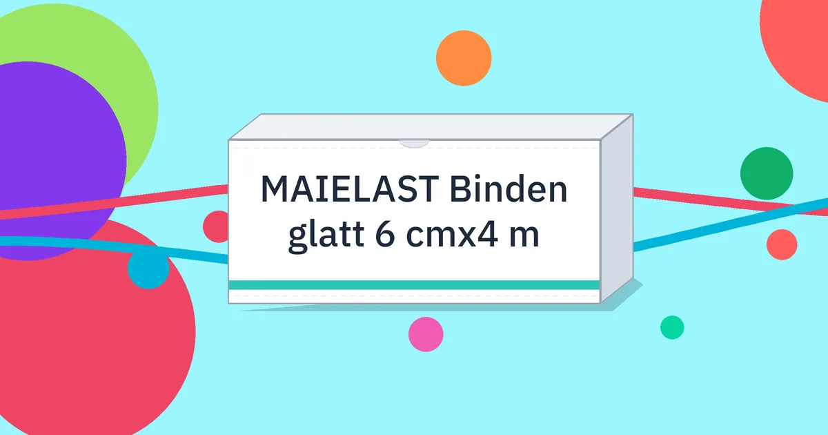 Symbolbild: Packung mit der Aufschrift MAIELAST Binden glatt 6 cmx4 m (PZN 08889125) – Verfügbarkeit und Bezug in Apotheken in Frankfurt am Main
