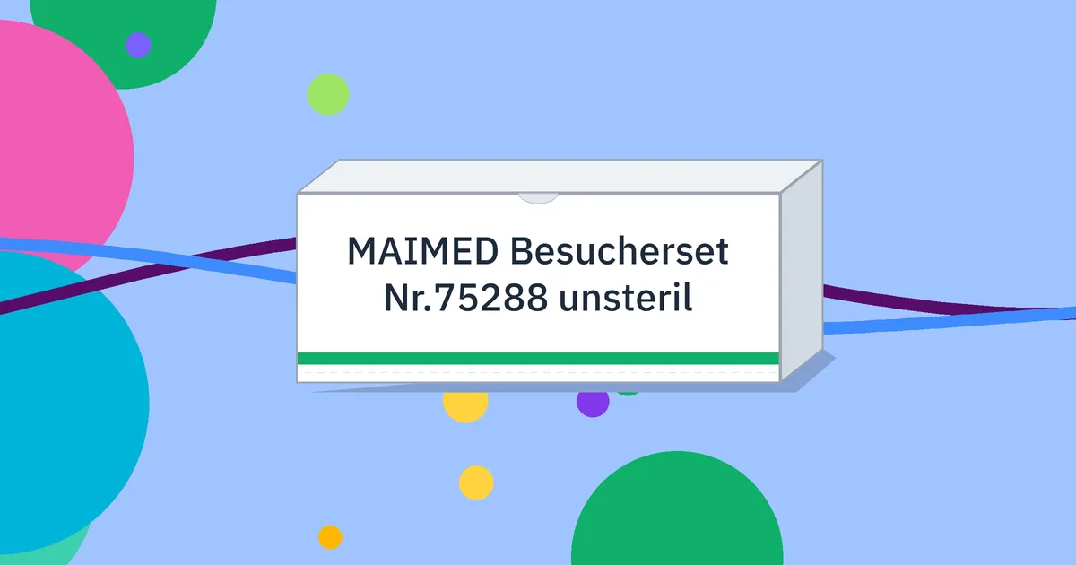 Symbolbild: Packung mit der Aufschrift MAIMED Besucherset Nr.75288 unsteril (PZN 05390939) – Verfügbarkeit und Bezug in Apotheken in Frankfurt am Main