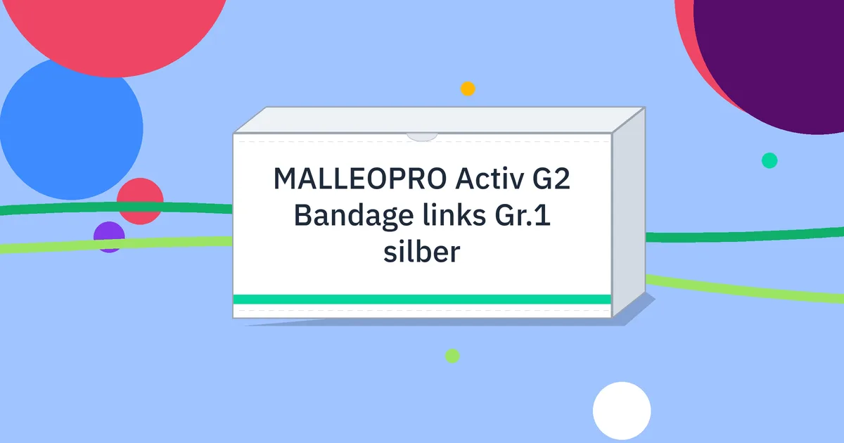 Symbolbild: Packung mit der Aufschrift MALLEOPRO Activ G2 Bandage links Gr.1 silber (PZN 09730823) – Verfügbarkeit und Bezug in Apotheken in Frankfurt am Main