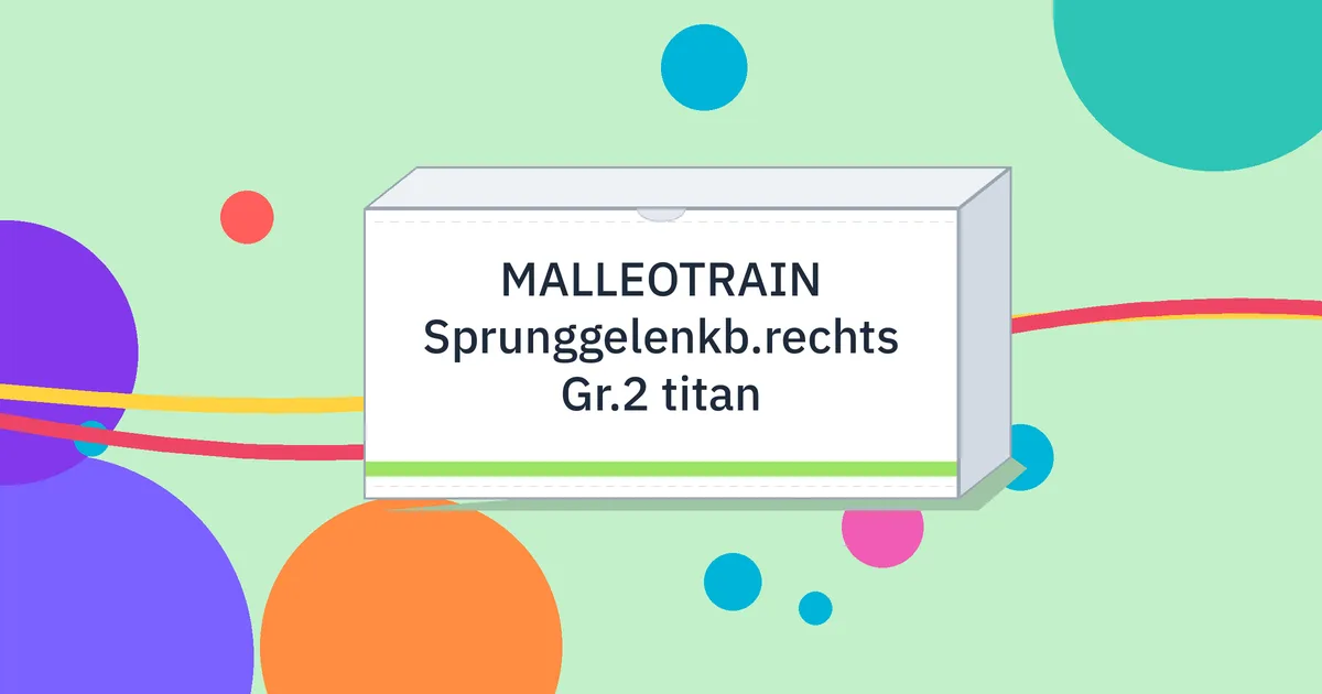 Symbolbild: Packung mit der Aufschrift MALLEOTRAIN Sprunggelenkb.rechts Gr.2 titan (PZN 01284057) – Verfügbarkeit und Bezug in Apotheken in Frankfurt am Main