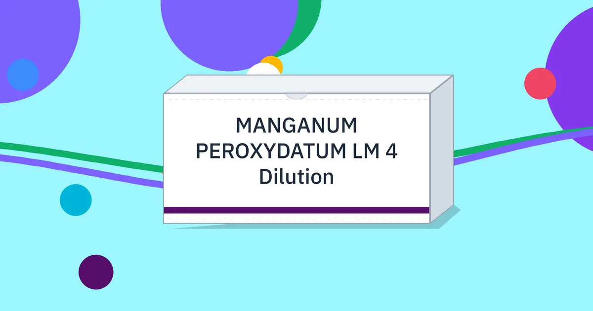 Symbolbild: Packung mit der Aufschrift MANGANUM PEROXYDATUM LM 4 Dilution (PZN 12944982) – Verfügbarkeit und Bezug in Apotheken in Frankfurt am Main