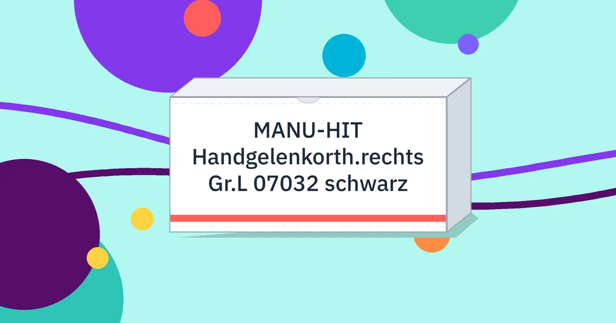 Symbolbild: Packung mit der Aufschrift MANU-HIT Handgelenkorth.rechts Gr.L 07032 schwarz (PZN 01578161) – Verfügbarkeit und Bezug in Apotheken in Frankfurt am Main