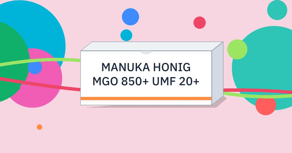 Symbolbild: Packung mit der Aufschrift MANUKA HONIG MGO 850+ UMF 20+ (PZN 20861000) – Verfügbarkeit und Bezug in Apotheken in Frankfurt am Main