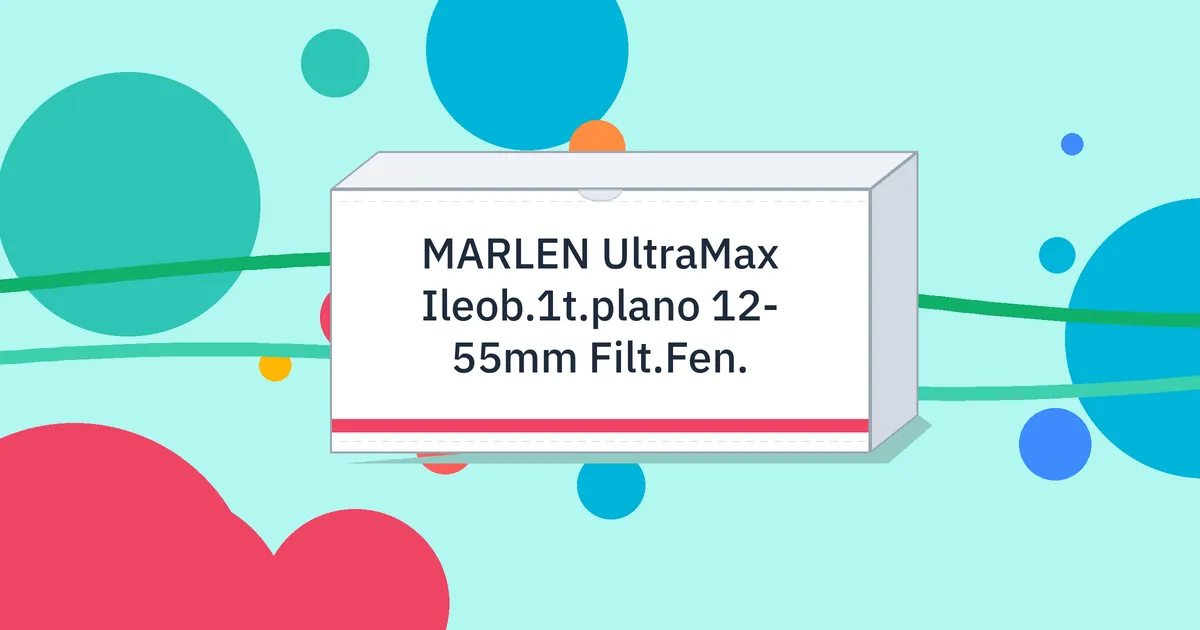 Symbolbild: Packung mit der Aufschrift MARLEN UltraMax Ileob.1t.plano 12-55mm Filt.Fen. (PZN 10741097) – Verfügbarkeit und Bezug in Apotheken in Frankfurt am Main