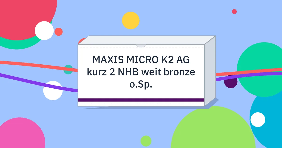 Symbolbild: Packung mit der Aufschrift MAXIS MICRO K2 AG kurz 2 NHB weit bronze o.Sp. (PZN 17673683) – Verfügbarkeit und Bezug in Apotheken in Frankfurt am Main