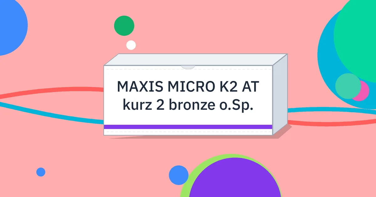 Symbolbild: Packung mit der Aufschrift MAXIS MICRO K2 AT kurz 2 bronze o.Sp. (PZN 17672927) – Verfügbarkeit und Bezug in Apotheken in Frankfurt am Main