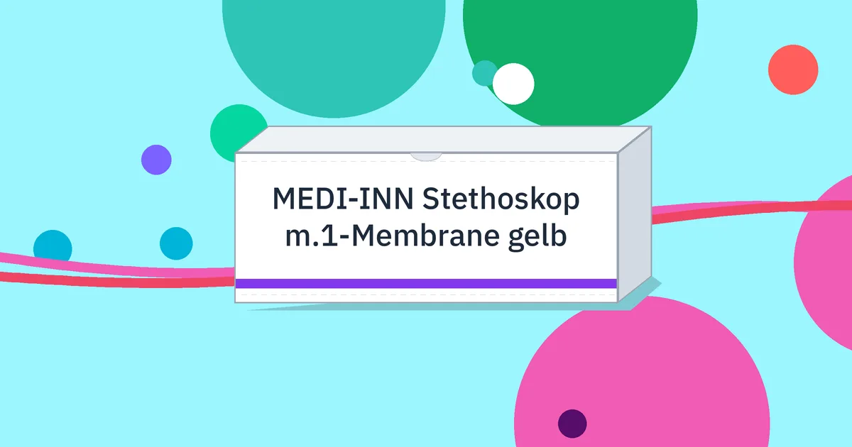 Symbolbild: Packung mit der Aufschrift MEDI-INN Stethoskop m.1-Membrane gelb (PZN 04461761) – Verfügbarkeit und Bezug in Apotheken in Frankfurt am Main