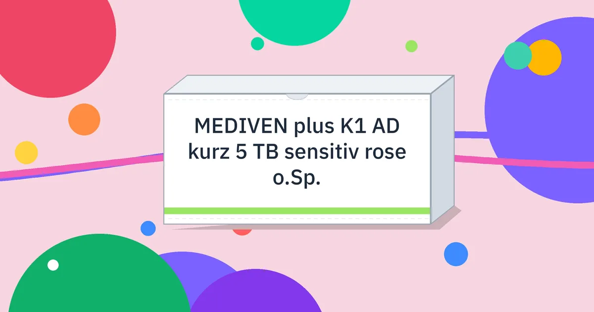 Symbolbild: Packung mit der Aufschrift MEDIVEN plus K1 AD kurz 5 TB sensitiv rose o.Sp. (PZN 15053456) – Verfügbarkeit und Bezug in Apotheken in Frankfurt am Main