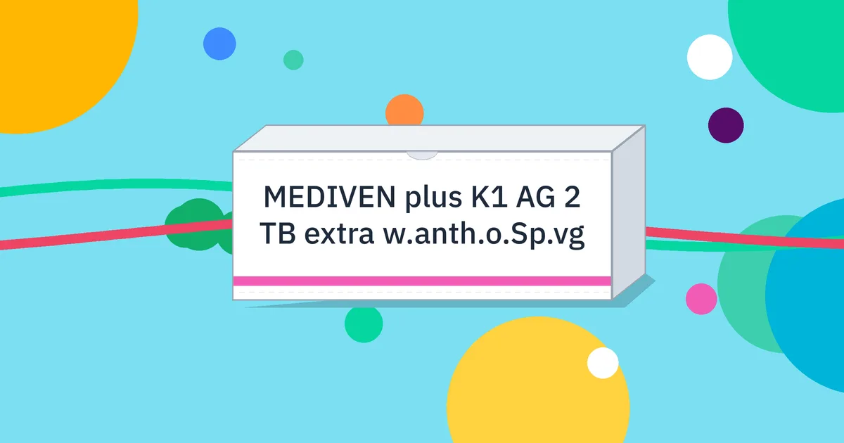 Symbolbild: Packung mit der Aufschrift MEDIVEN plus K1 AG 2 TB extra w.anth.o.Sp.vg (PZN 15066140) – Verfügbarkeit und Bezug in Apotheken in Frankfurt am Main