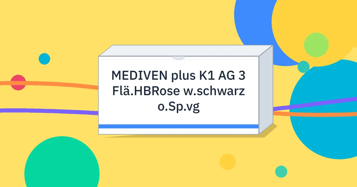 Symbolbild: Packung mit der Aufschrift MEDIVEN plus K1 AG 3 Flä.HBRose w.schwarz o.Sp.vg (PZN 15914846) – Verfügbarkeit und Bezug in Apotheken in Frankfurt am Main