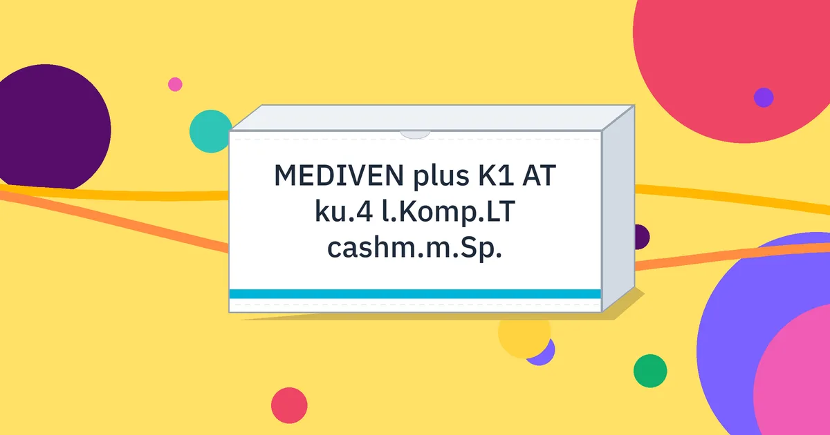 Symbolbild: Packung mit der Aufschrift MEDIVEN plus K1 AT ku.4 l.Komp.LT cashm.m.Sp. (PZN 15029067) – Verfügbarkeit und Bezug in Apotheken in Frankfurt am Main
