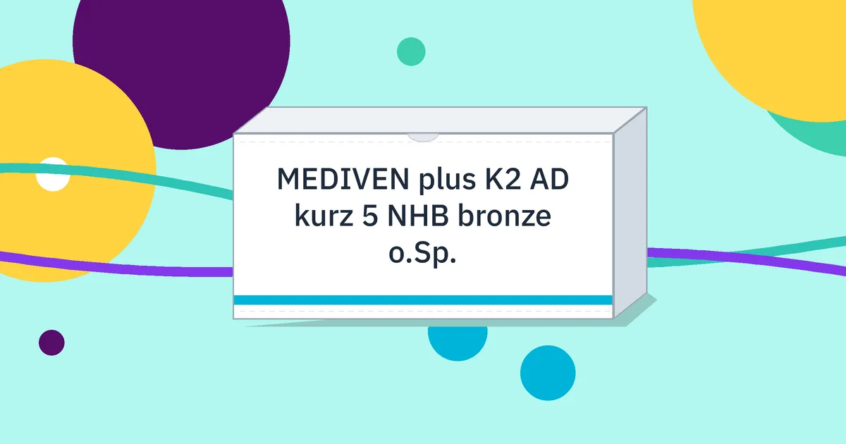 Symbolbild: Packung mit der Aufschrift MEDIVEN plus K2 AD kurz 5 NHB bronze o.Sp. (PZN 15925554) – Verfügbarkeit und Bezug in Apotheken in Frankfurt am Main