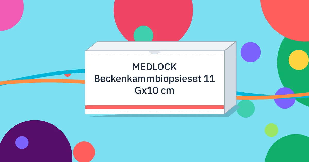 Symbolbild: Packung mit der Aufschrift MEDLOCK Beckenkammbiopsieset 11 Gx10 cm (PZN 19774448) – Verfügbarkeit und Bezug in Apotheken in Frankfurt am Main
