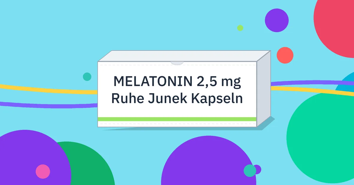 Symbolbild: Packung mit der Aufschrift MELATONIN 2,5 mg Ruhe Junek Kapseln (PZN 17900222) – Verfügbarkeit und Bezug in Apotheken in Frankfurt am Main