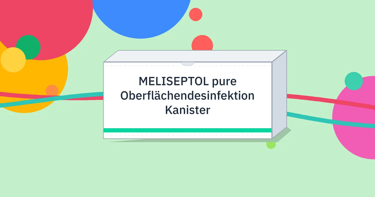 Symbolbild: Packung mit der Aufschrift MELISEPTOL pure Oberflächendesinfektion Kanister (PZN 20008357) – Verfügbarkeit und Bezug in Apotheken in Frankfurt am Main