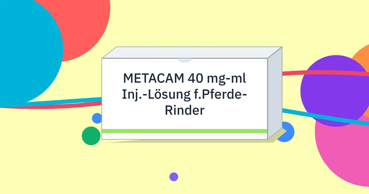 Symbolbild: Packung mit der Aufschrift METACAM 40 mg-ml Inj.-Lösung f.Pferde-Rinder (PZN 12737272) – Verfügbarkeit und Bezug in Apotheken in Frankfurt am Main