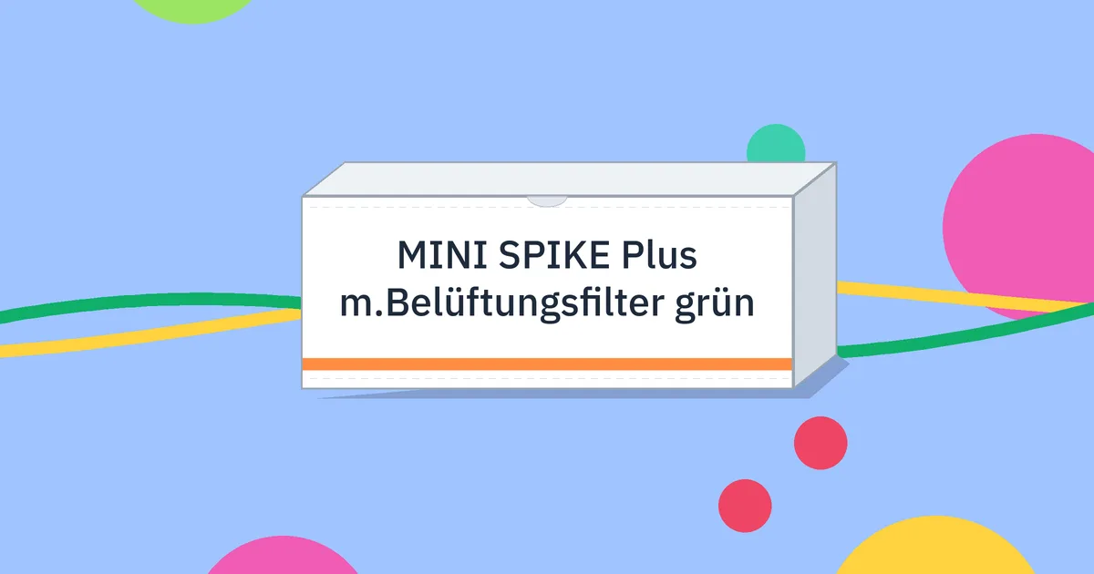 Symbolbild: Packung mit der Aufschrift MINI SPIKE Plus m.Belüftungsfilter grün (PZN 19702644) – Verfügbarkeit und Bezug in Apotheken in Frankfurt am Main