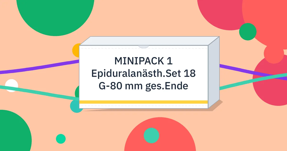 Symbolbild: Packung mit der Aufschrift MINIPACK 1 Epiduralanästh.Set 18 G-80 mm ges.Ende (PZN 09215819) – Verfügbarkeit und Bezug in Apotheken in Frankfurt am Main