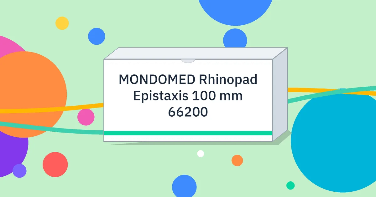 Symbolbild: Packung mit der Aufschrift MONDOMED Rhinopad Epistaxis 100 mm 66200 (PZN 00185962) – Verfügbarkeit und Bezug in Apotheken in Frankfurt am Main