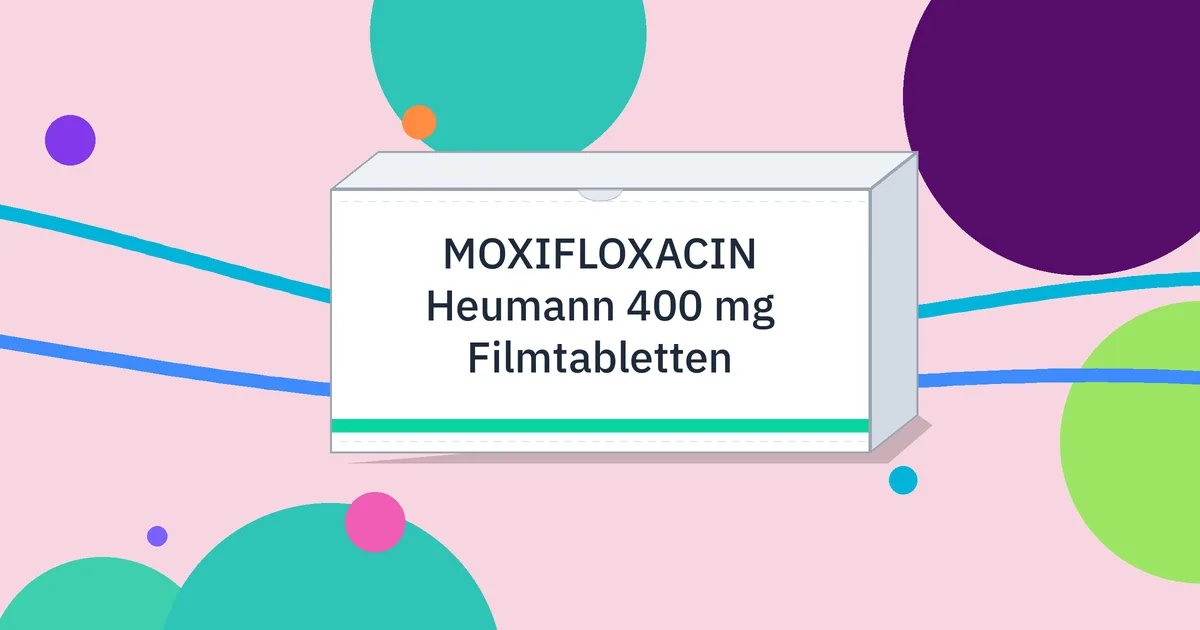Symbolbild: Packung mit der Aufschrift MOXIFLOXACIN Heumann 400 mg Filmtabletten (PZN 17594015) – Verfügbarkeit und Bezug in Apotheken in Frankfurt am Main