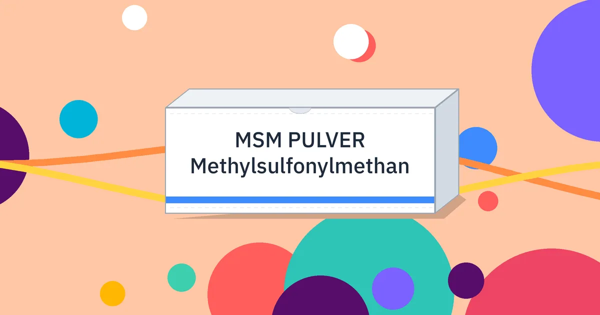 Symbolbild: Packung mit der Aufschrift MSM PULVER Methylsulfonylmethan (PZN 05528504) – Verfügbarkeit und Bezug in Apotheken in Frankfurt am Main
