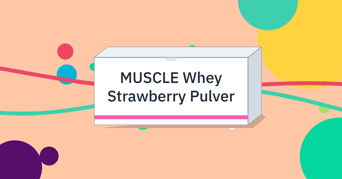 Symbolbild: Packung mit der Aufschrift MUSCLE Whey Strawberry Pulver (PZN 10412287) – Verfügbarkeit und Bezug in Apotheken in Frankfurt am Main