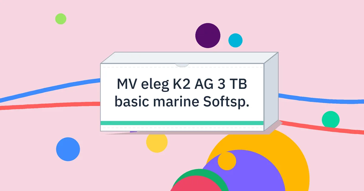 Symbolbild: Packung mit der Aufschrift MV eleg K2 AG 3 TB basic marine Softsp. (PZN 14613700) – Verfügbarkeit und Bezug in Apotheken in Frankfurt am Main