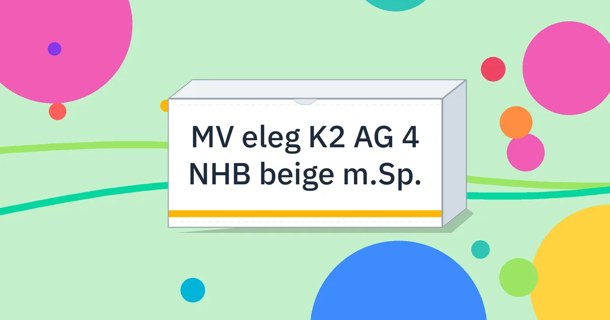 Symbolbild: Packung mit der Aufschrift MV eleg K2 AG 4 NHB beige m.Sp. (PZN 15730922) – Verfügbarkeit und Bezug in Apotheken in Frankfurt am Main