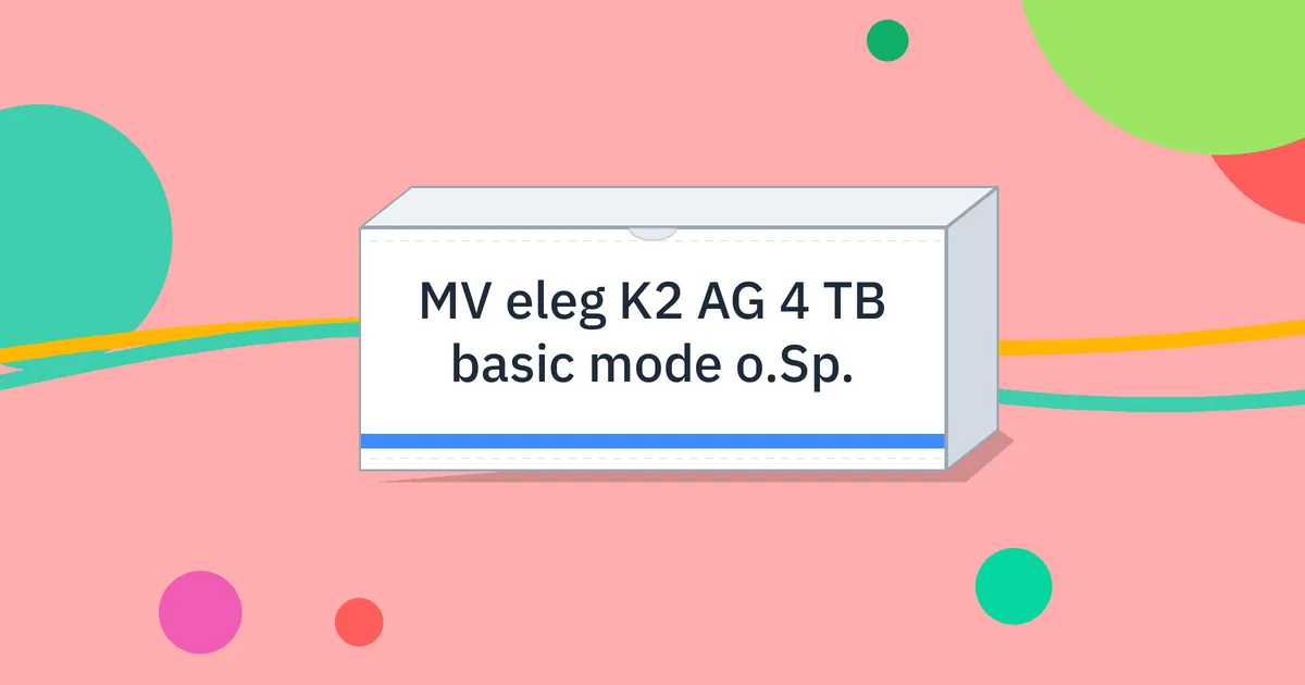 Symbolbild: Packung mit der Aufschrift MV eleg K2 AG 4 TB basic mode o.Sp. (PZN 00212110) – Verfügbarkeit und Bezug in Apotheken in Frankfurt am Main
