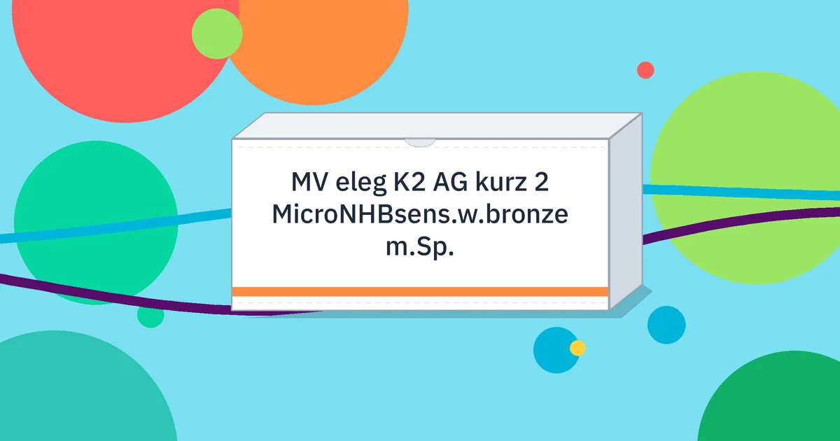 Symbolbild: Packung mit der Aufschrift MV eleg K2 AG kurz 2 MicroNHBsens.w.bronze m.Sp. (PZN 15711379) – Verfügbarkeit und Bezug in Apotheken in Frankfurt am Main