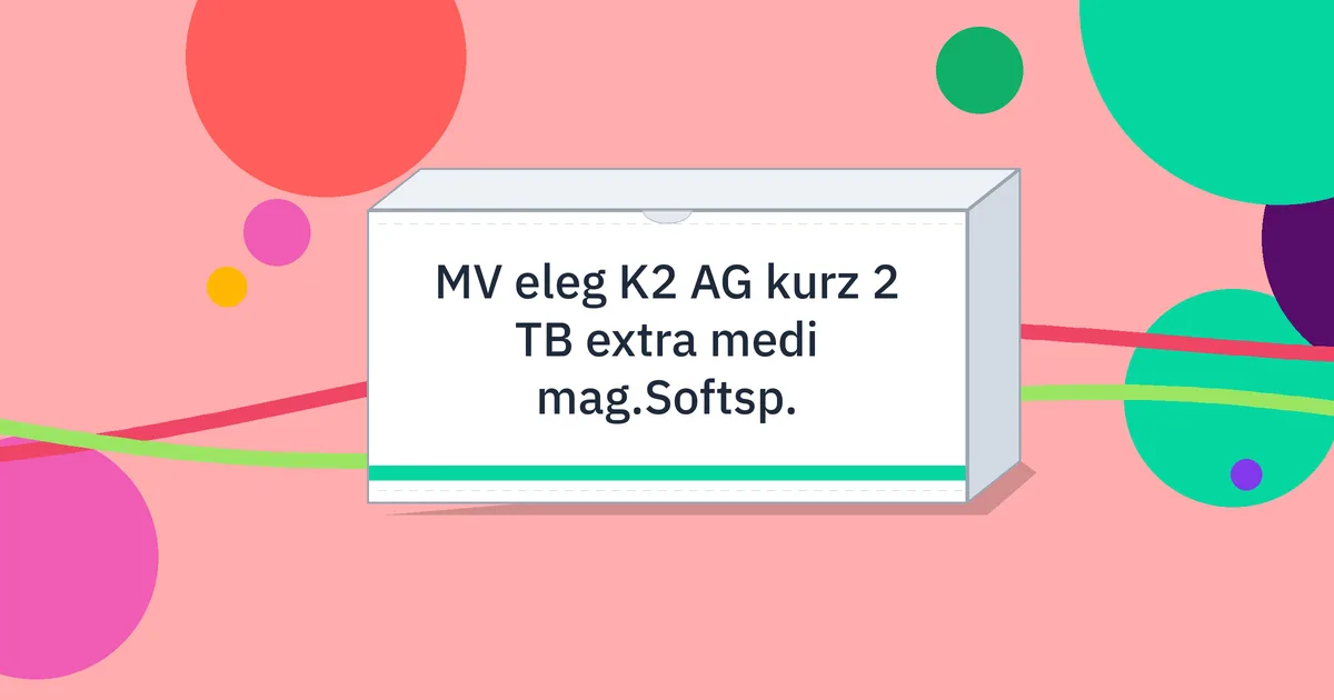 Symbolbild: Packung mit der Aufschrift MV eleg K2 AG kurz 2 TB extra medi mag.Softsp. (PZN 14635995) – Verfügbarkeit und Bezug in Apotheken in Frankfurt am Main