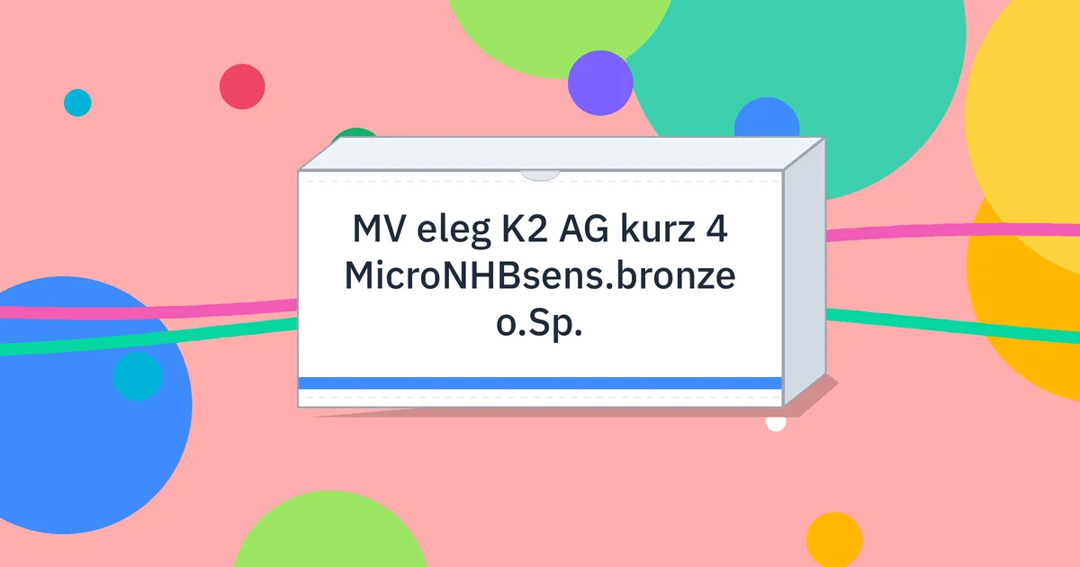 Symbolbild: Packung mit der Aufschrift MV eleg K2 AG kurz 4 MicroNHBsens.bronze o.Sp. (PZN 15709945) – Verfügbarkeit und Bezug in Apotheken in Frankfurt am Main