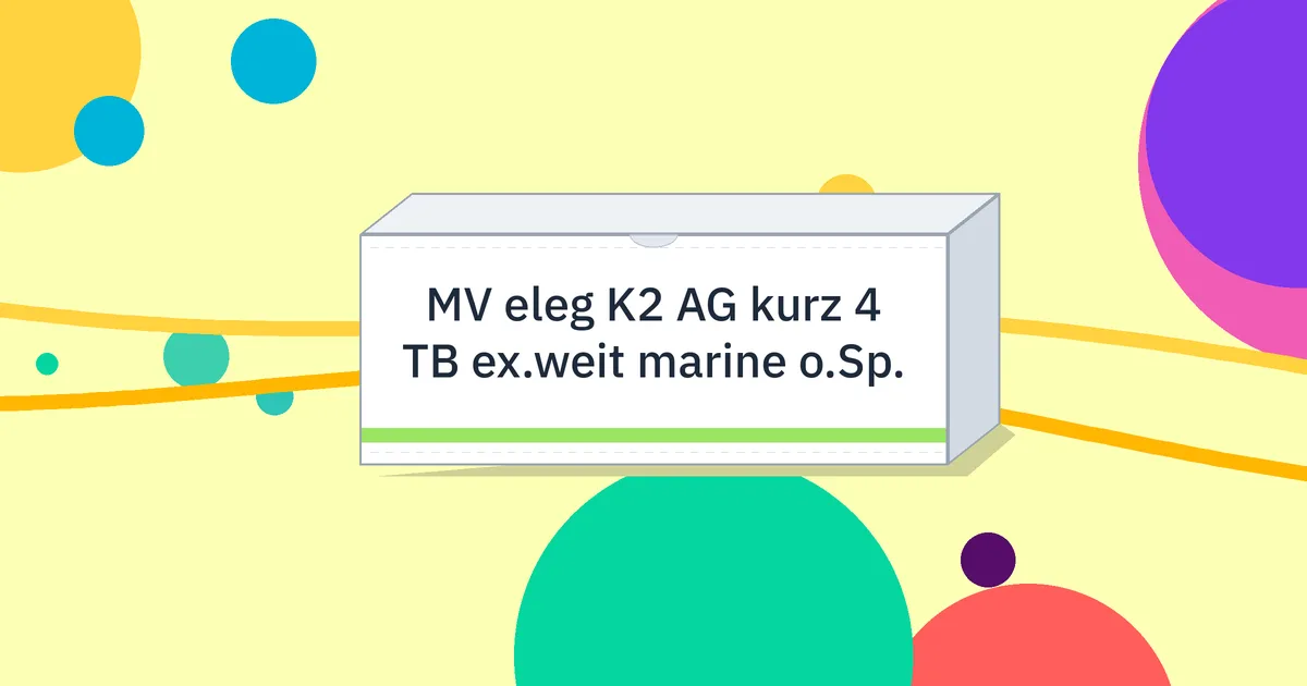 Symbolbild: Packung mit der Aufschrift MV eleg K2 AG kurz 4 TB ex.weit marine o.Sp. (PZN 14607390) – Verfügbarkeit und Bezug in Apotheken in Frankfurt am Main