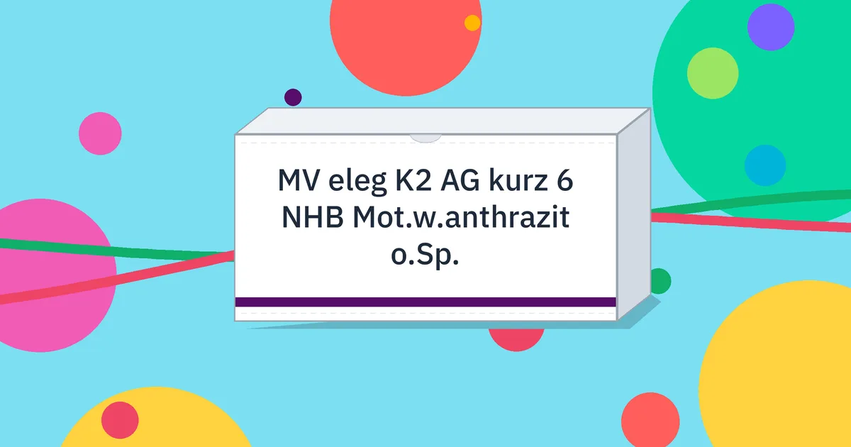 Symbolbild: Packung mit der Aufschrift MV eleg K2 AG kurz 6 NHB Mot.w.anthrazit o.Sp. (PZN 15712002) – Verfügbarkeit und Bezug in Apotheken in Frankfurt am Main