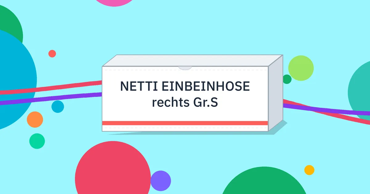Symbolbild: Packung mit der Aufschrift NETTI EINBEINHOSE rechts Gr.S (PZN 05517802) – Verfügbarkeit und Bezug in Apotheken in Frankfurt am Main