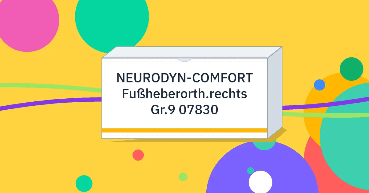 Symbolbild: Packung mit der Aufschrift NEURODYN-COMFORT Fußheberorth.rechts Gr.9 07830 (PZN 09390072) – Verfügbarkeit und Bezug in Apotheken in Frankfurt am Main