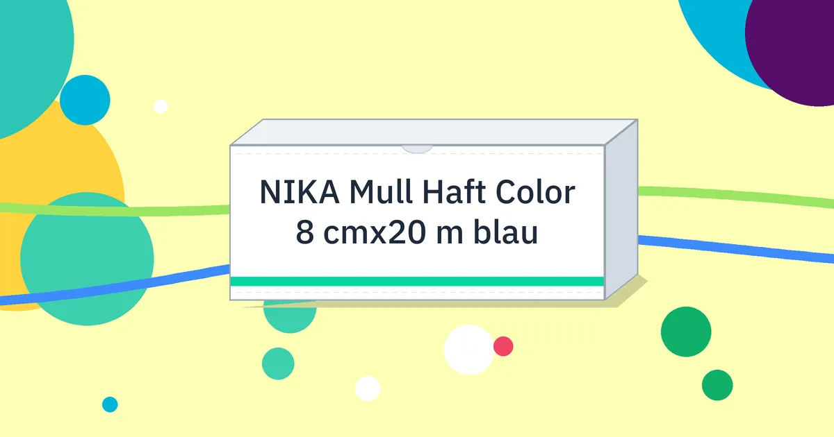 Symbolbild: Packung mit der Aufschrift NIKA Mull Haft Color 8 cmx20 m blau (PZN 10320349) – Verfügbarkeit und Bezug in Apotheken in Frankfurt am Main