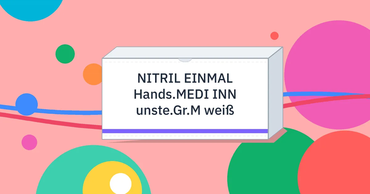 Symbolbild: Packung mit der Aufschrift NITRIL EINMAL Hands.MEDI INN unste.Gr.M weiß (PZN 03025839) – Verfügbarkeit und Bezug in Apotheken in Frankfurt am Main