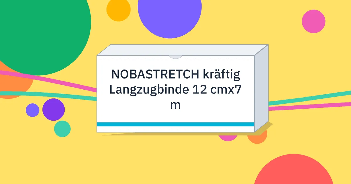 Symbolbild: Packung mit der Aufschrift NOBASTRETCH kräftig Langzugbinde 12 cmx7 m (PZN 01419600) – Verfügbarkeit und Bezug in Apotheken in Frankfurt am Main