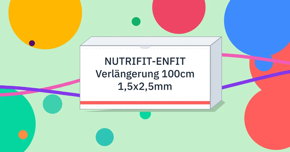 Symbolbild: Packung mit der Aufschrift NUTRIFIT-ENFIT Verlängerung 100cm 1,5x2,5mm (PZN 14174382) – Verfügbarkeit und Bezug in Apotheken in Frankfurt am Main