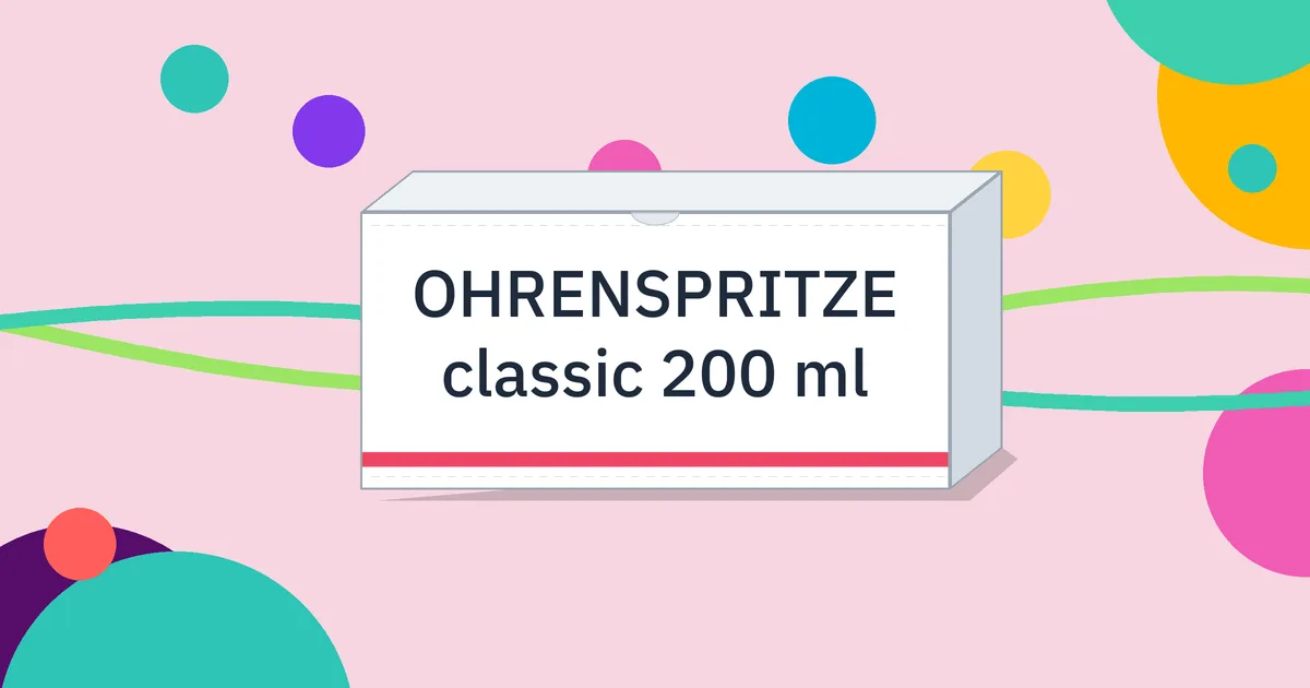 Symbolbild: Packung mit der Aufschrift OHRENSPRITZE classic 200 ml (PZN 02819804) – Verfügbarkeit und Bezug in Apotheken in Frankfurt am Main