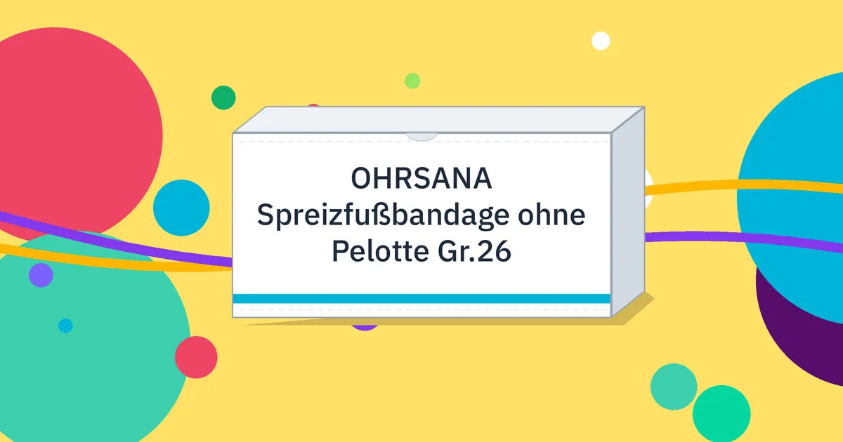 Symbolbild: Packung mit der Aufschrift OHRSANA Spreizfußbandage ohne Pelotte Gr.26 (PZN 02670420) – Verfügbarkeit und Bezug in Apotheken in Frankfurt am Main