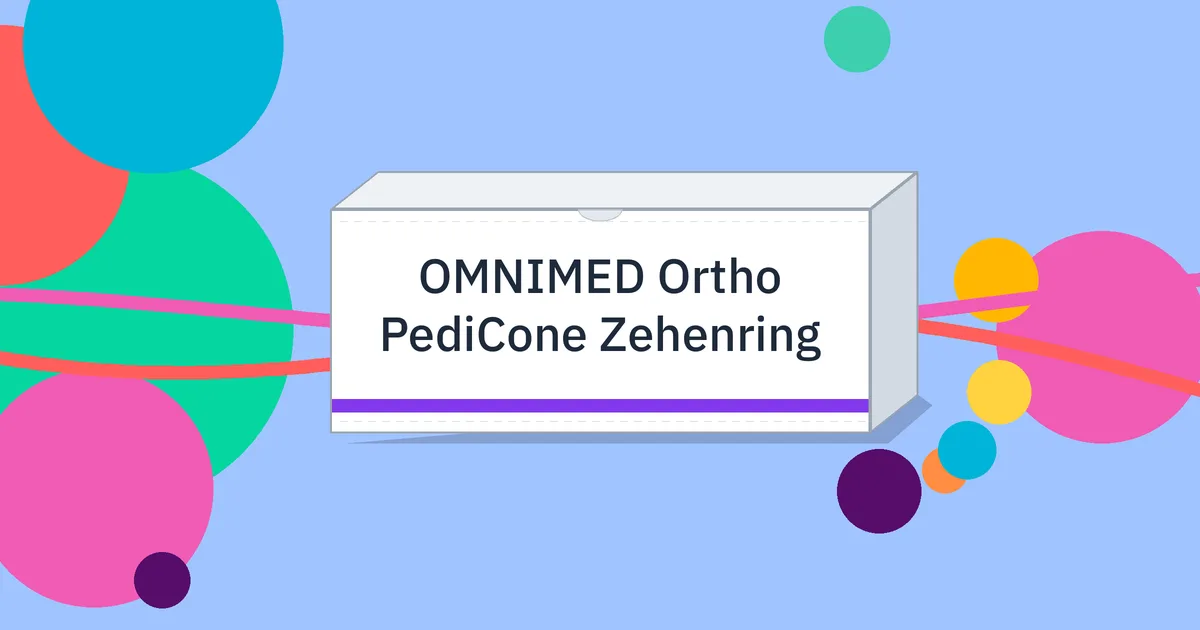 Symbolbild: Packung mit der Aufschrift OMNIMED Ortho PediCone Zehenring (PZN 16356532) – Verfügbarkeit und Bezug in Apotheken in Frankfurt am Main